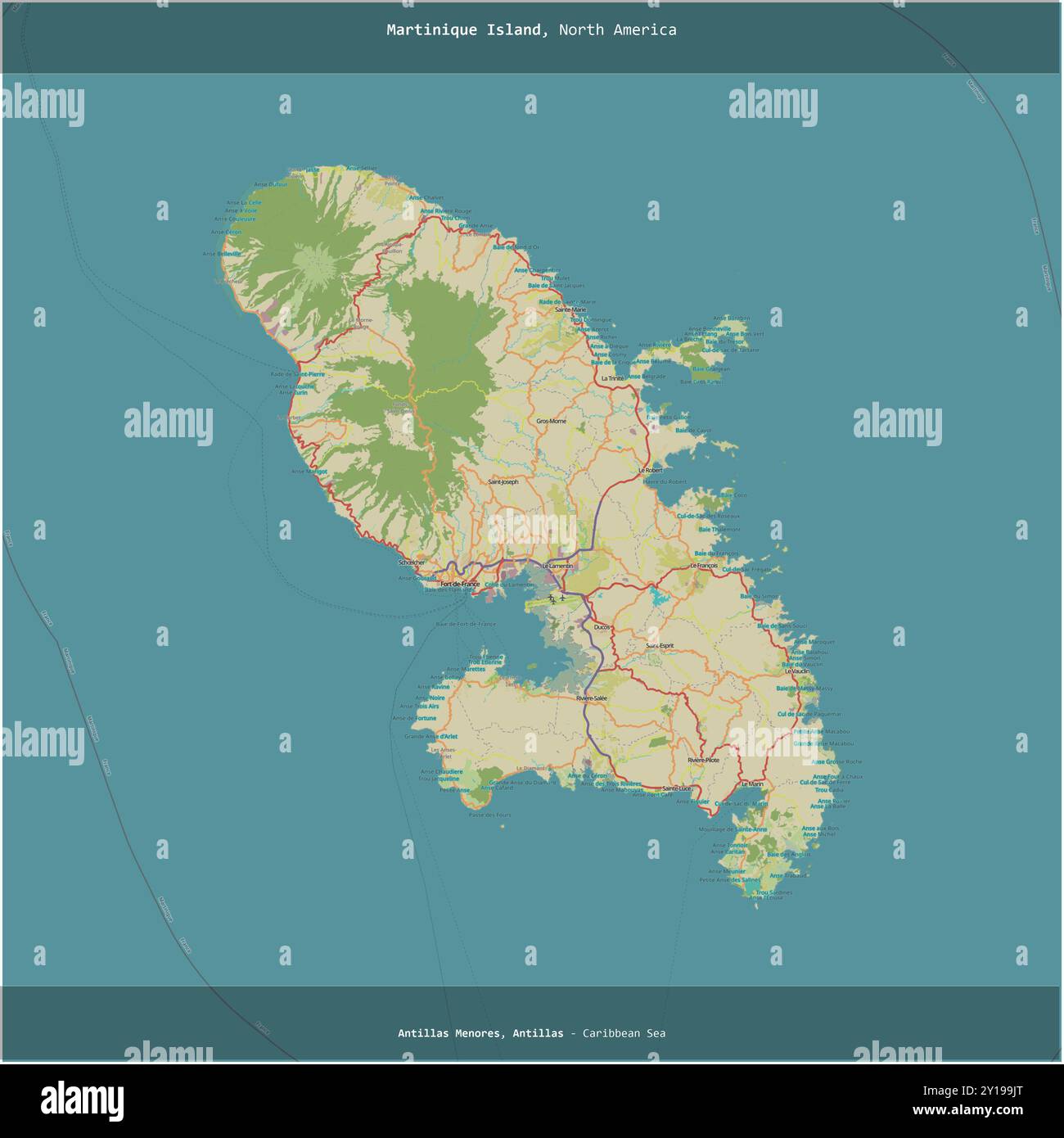 Martinique Island in the Caribbean Sea, belonging to France, cropped to ...
