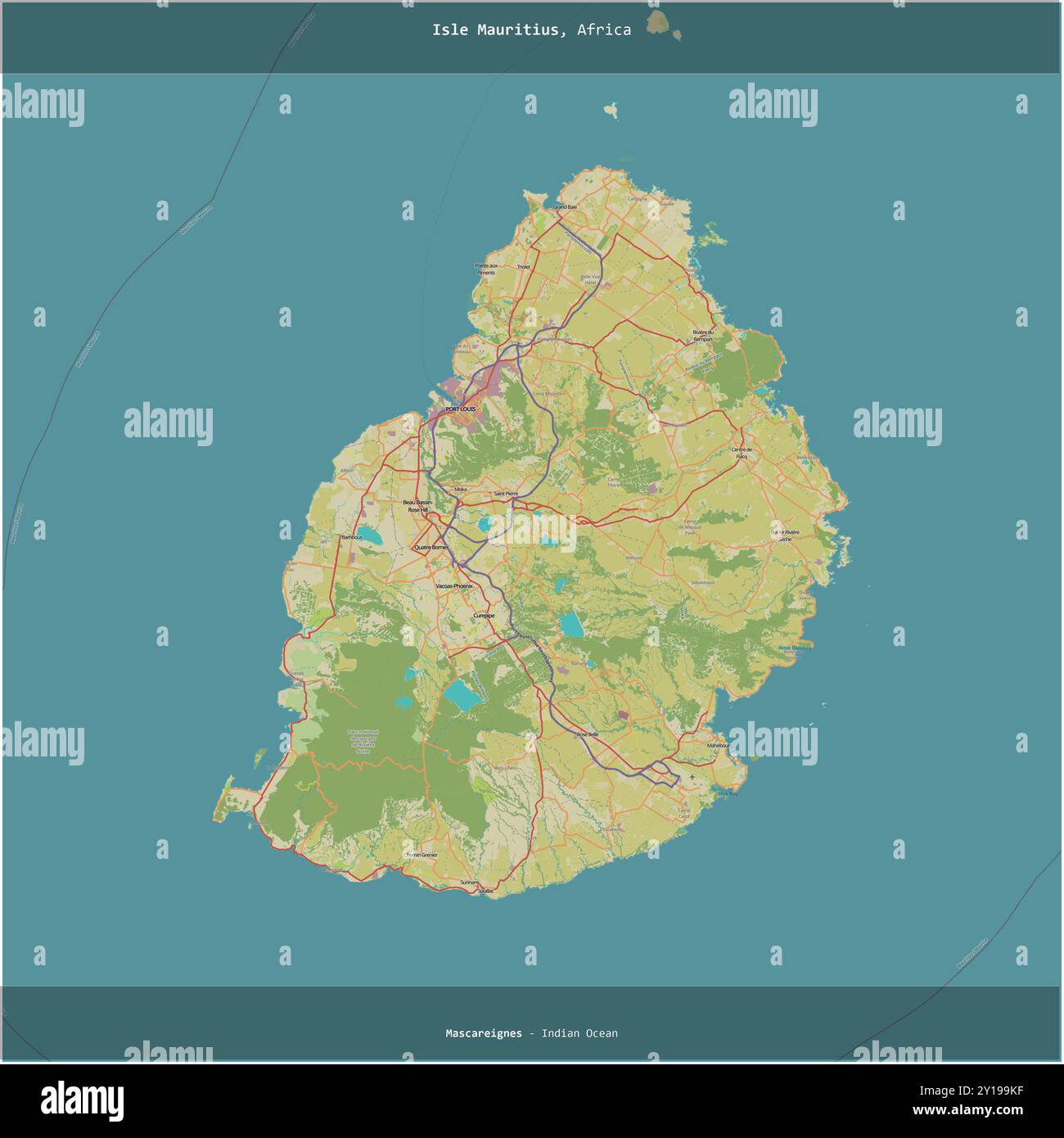Isle Mauritius in the Indian Ocean, belonging to Mauritius, cropped to ...