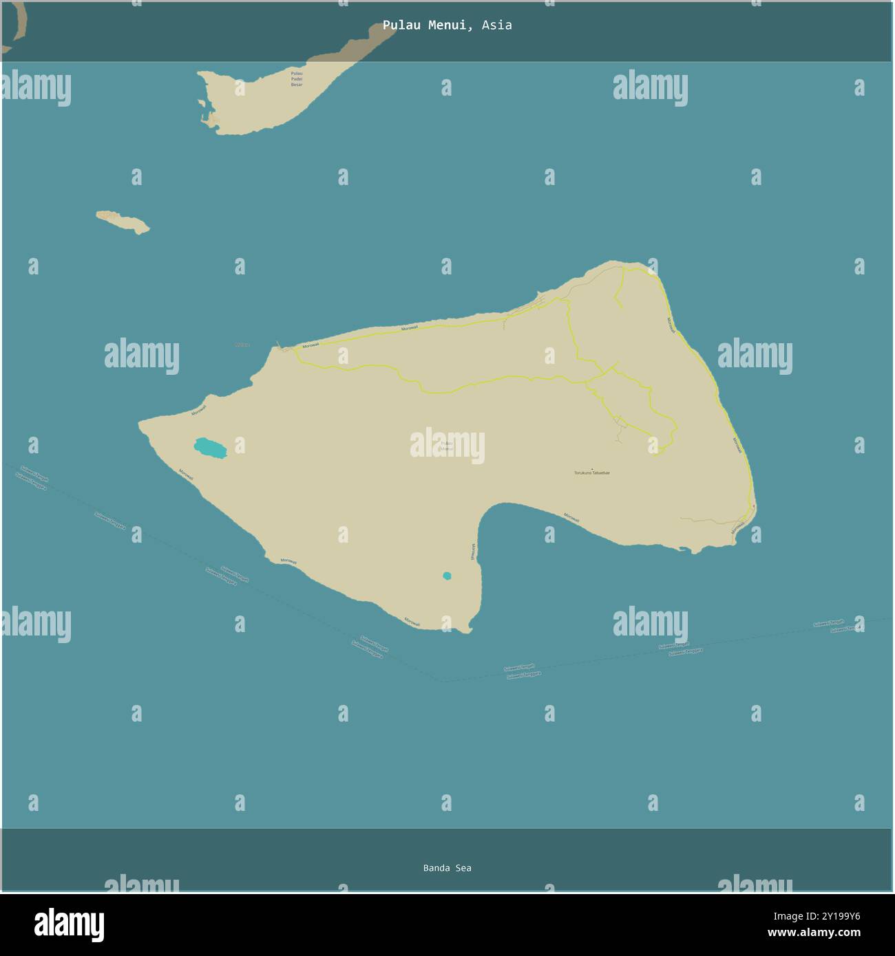 Pulau Menui in the Banda Sea, belonging to Indonesia, cropped to square ...