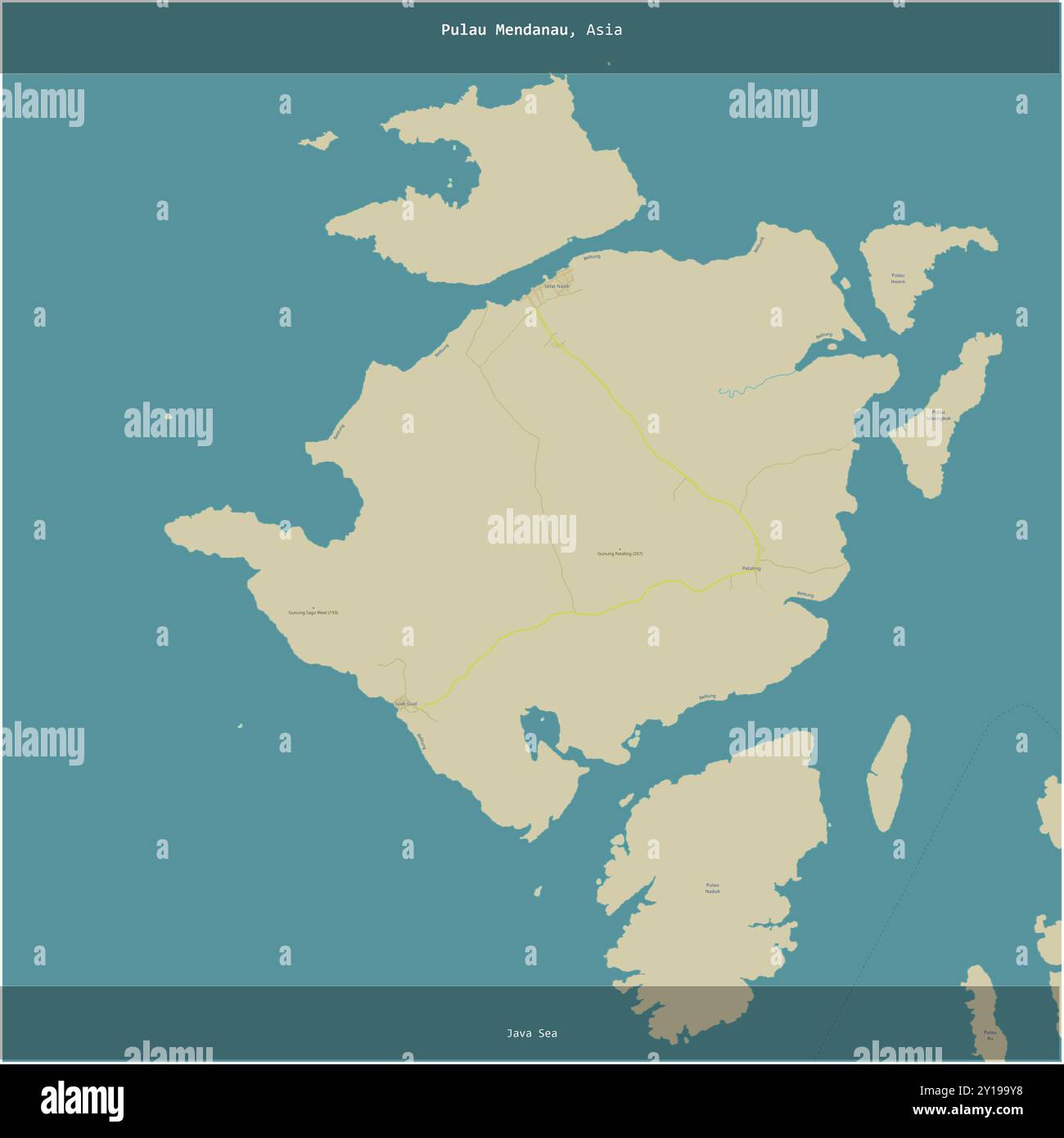 Pulau Mendanau in the Java Sea, belonging to Indonesia, cropped to ...