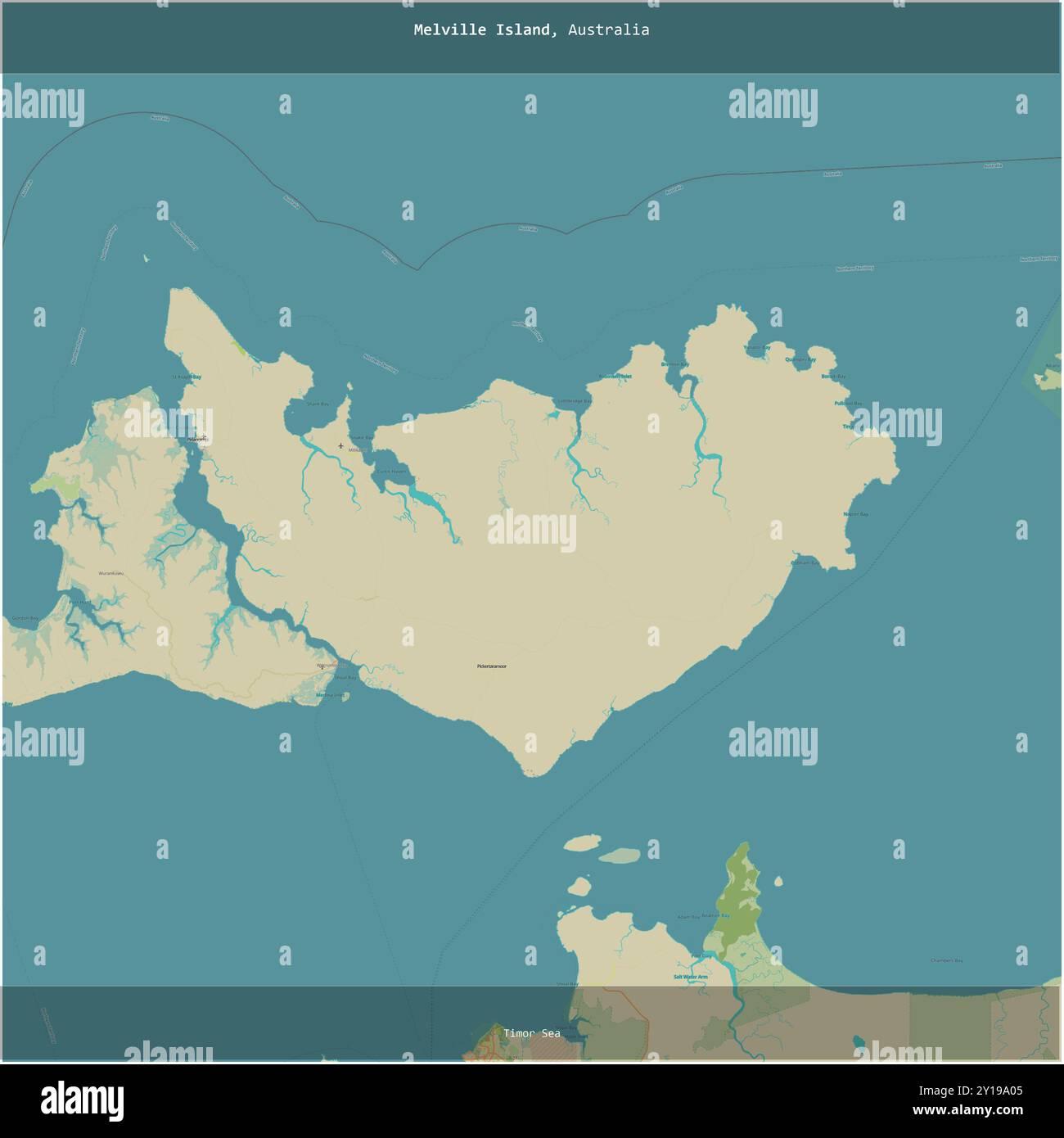 Melville Island in the Timor Sea, belonging to Australia, cropped to ...