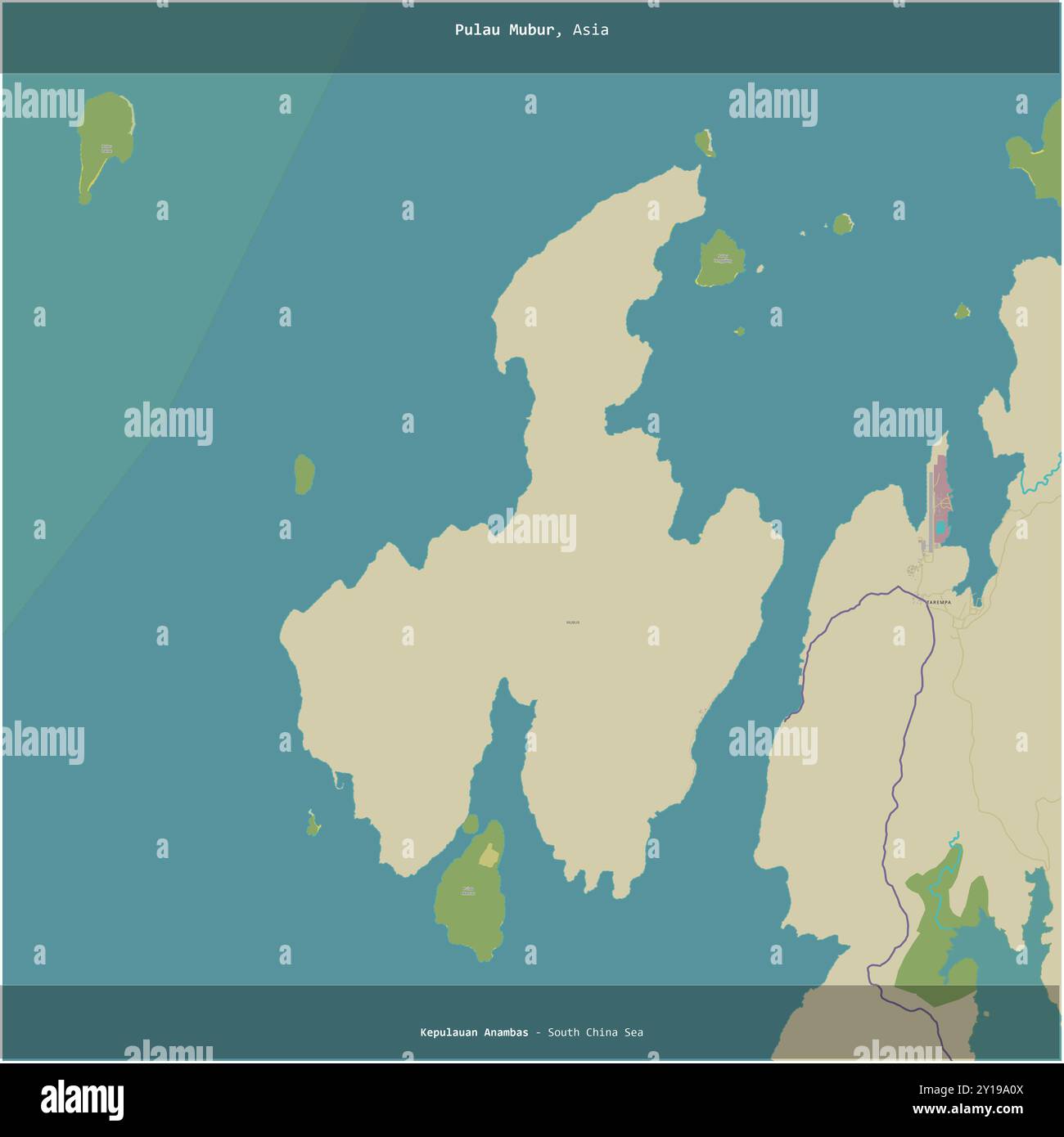 Pulau Mubur in the South China Sea, belonging to Indonesia, cropped to ...