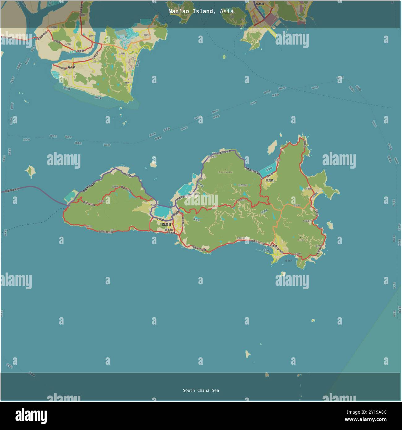 Nan'ao Island in the South China Sea, belonging to China, cropped to ...