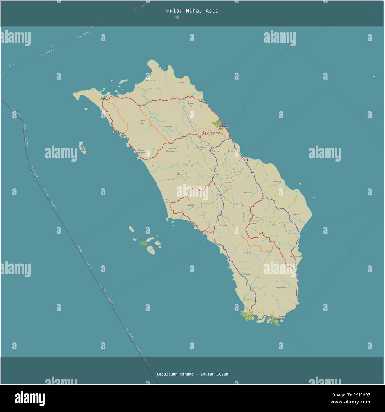 Pulau Niha in the Indian Ocean, belonging to Indonesia, cropped to ...