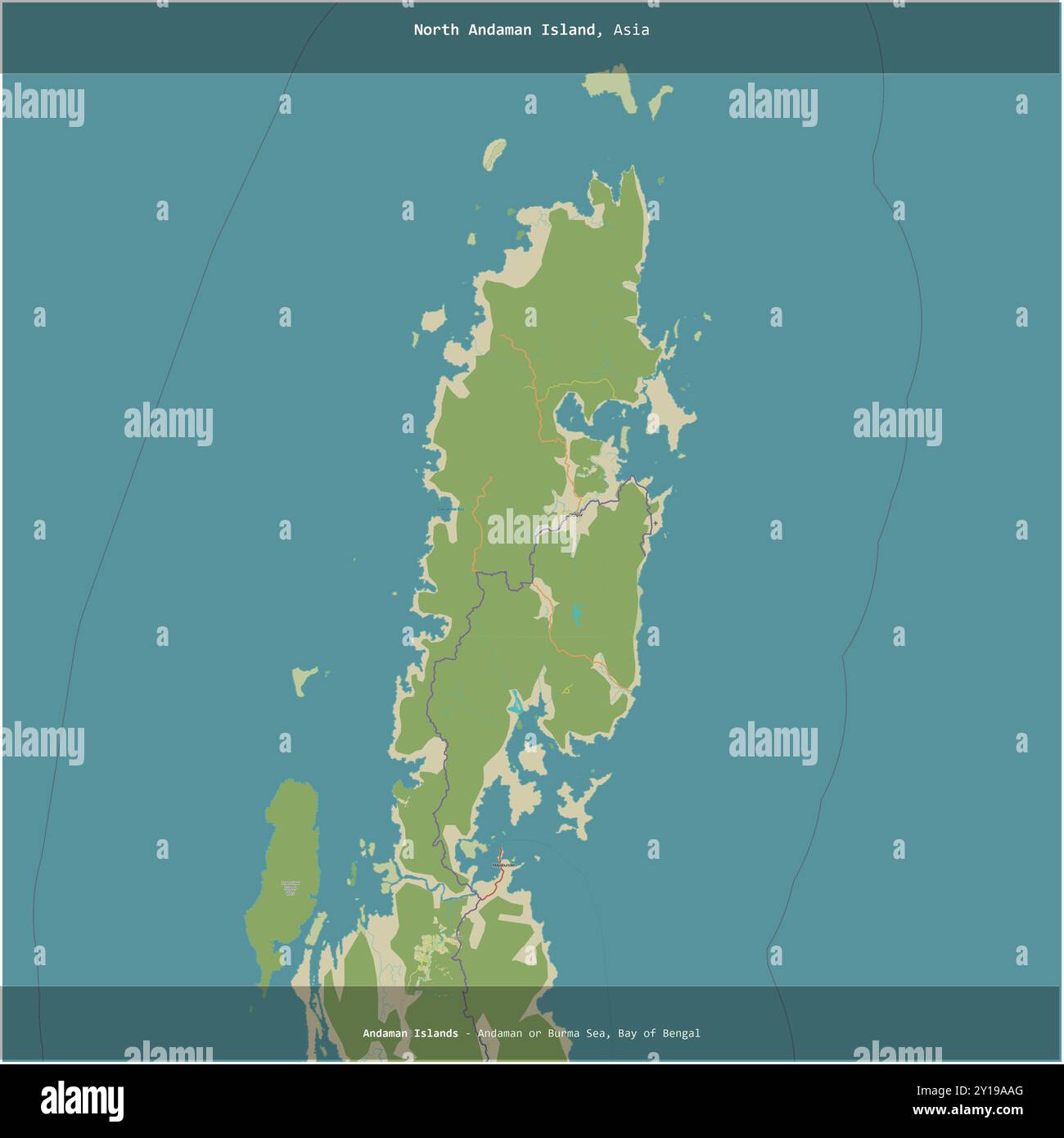 North Andaman Island in the Bay of Bengal, belonging to India, cropped ...