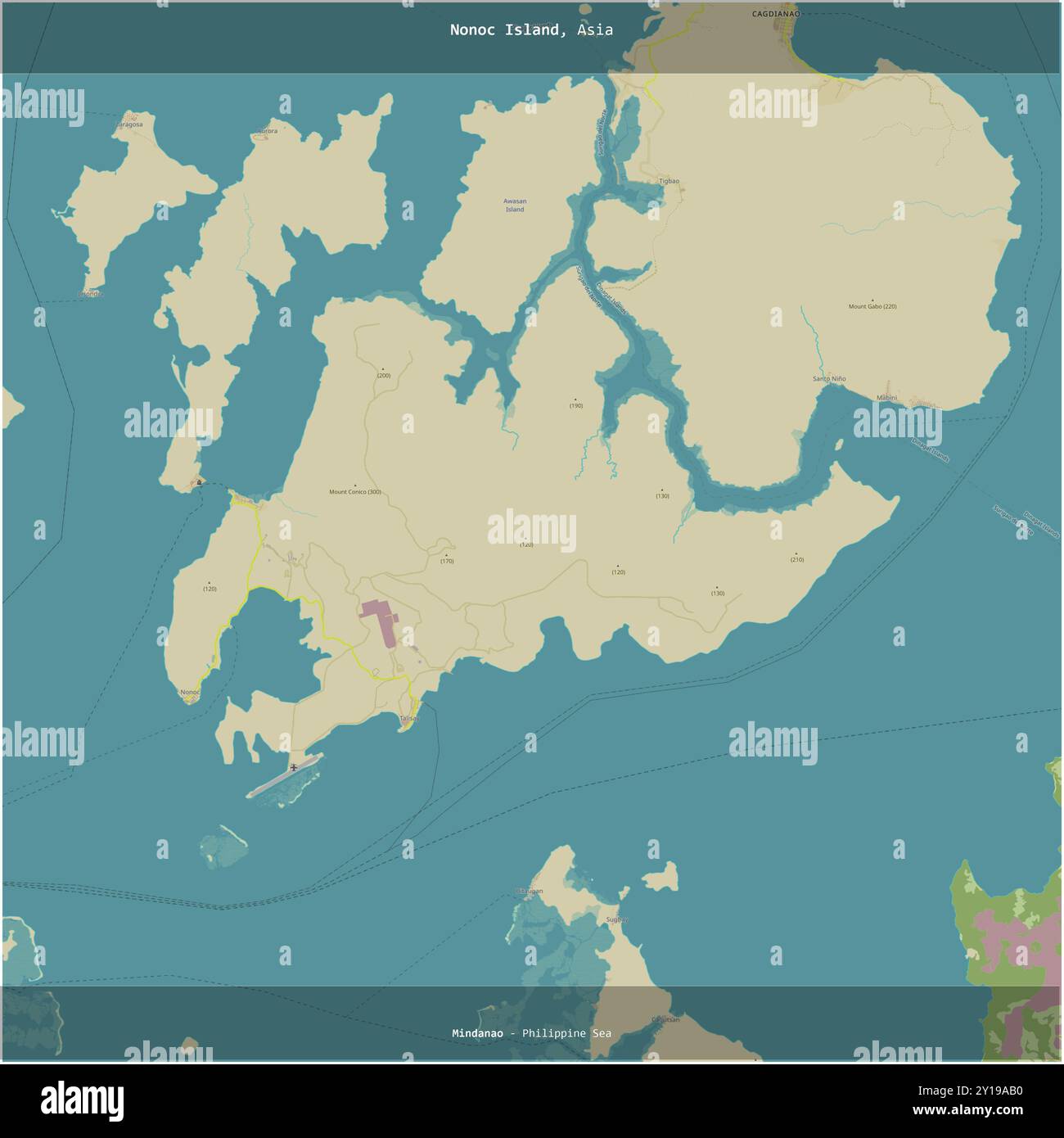 Nonoc Island in the Philippine Sea, belonging to Philippines, cropped ...