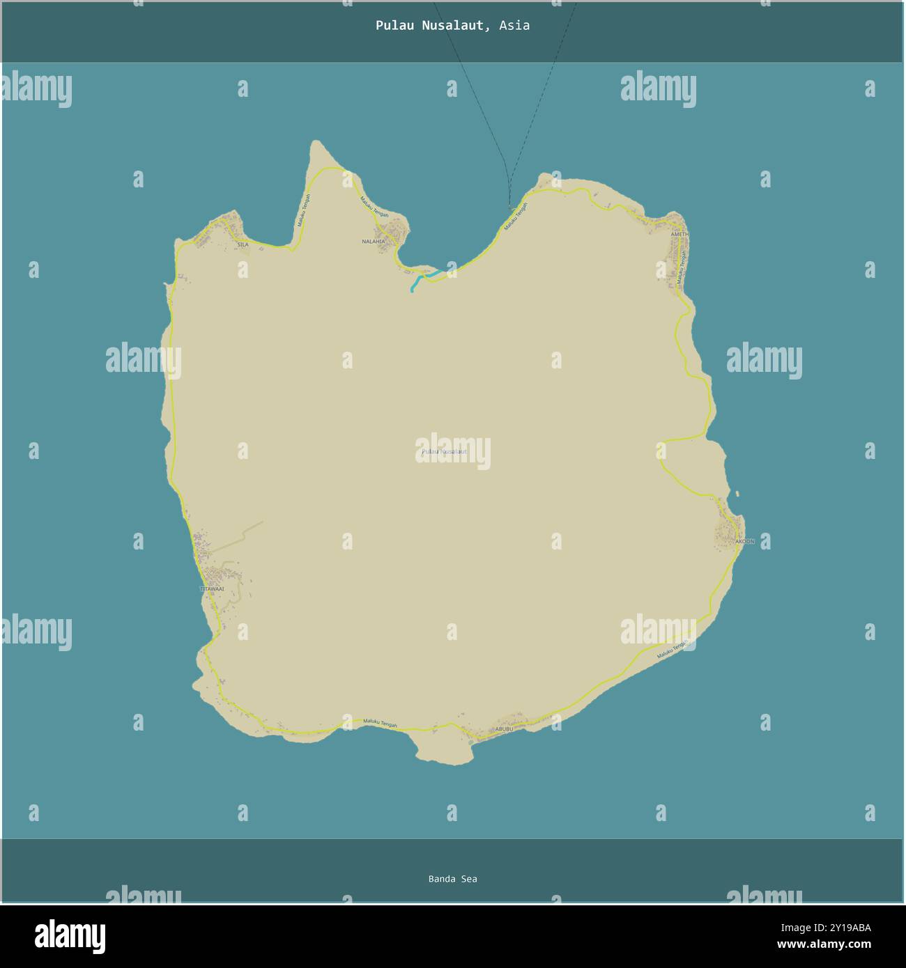 Pulau Nusalaut in the Banda Sea, belonging to Indonesia, cropped to ...