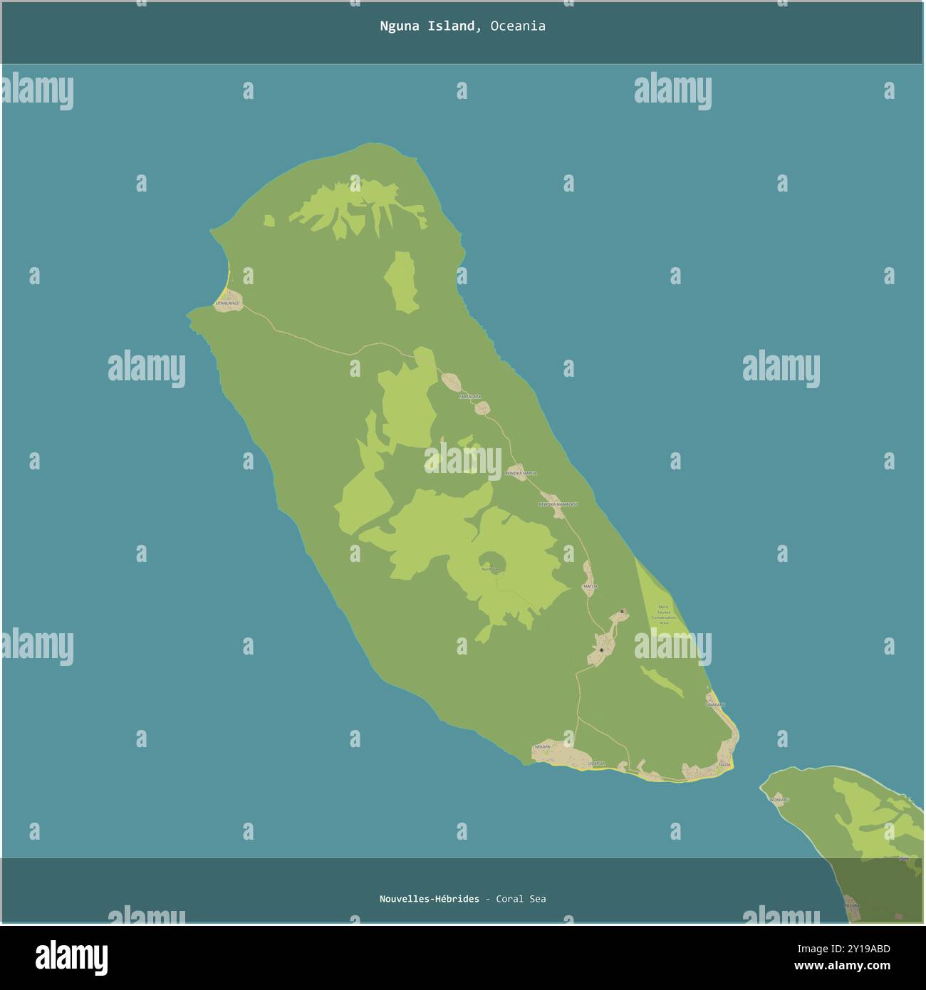 Nguna Island in the Coral Sea, belonging to Vanuatu, cropped to square ...