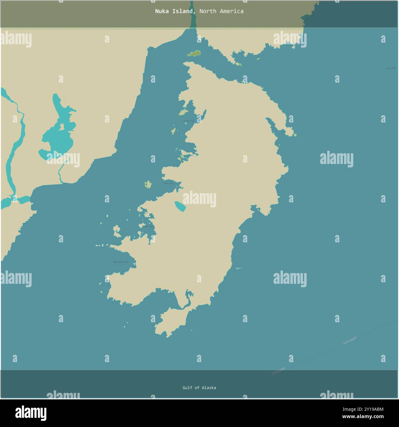 Nuka Island in the Gulf of Alaska, belonging to United States, cropped ...