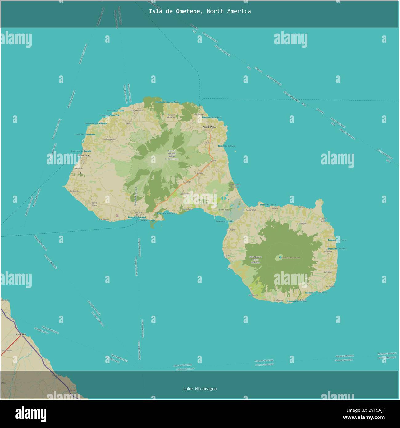 Isla de Ometepe in the Lake Nicaragua, belonging to Nicaragua, cropped ...