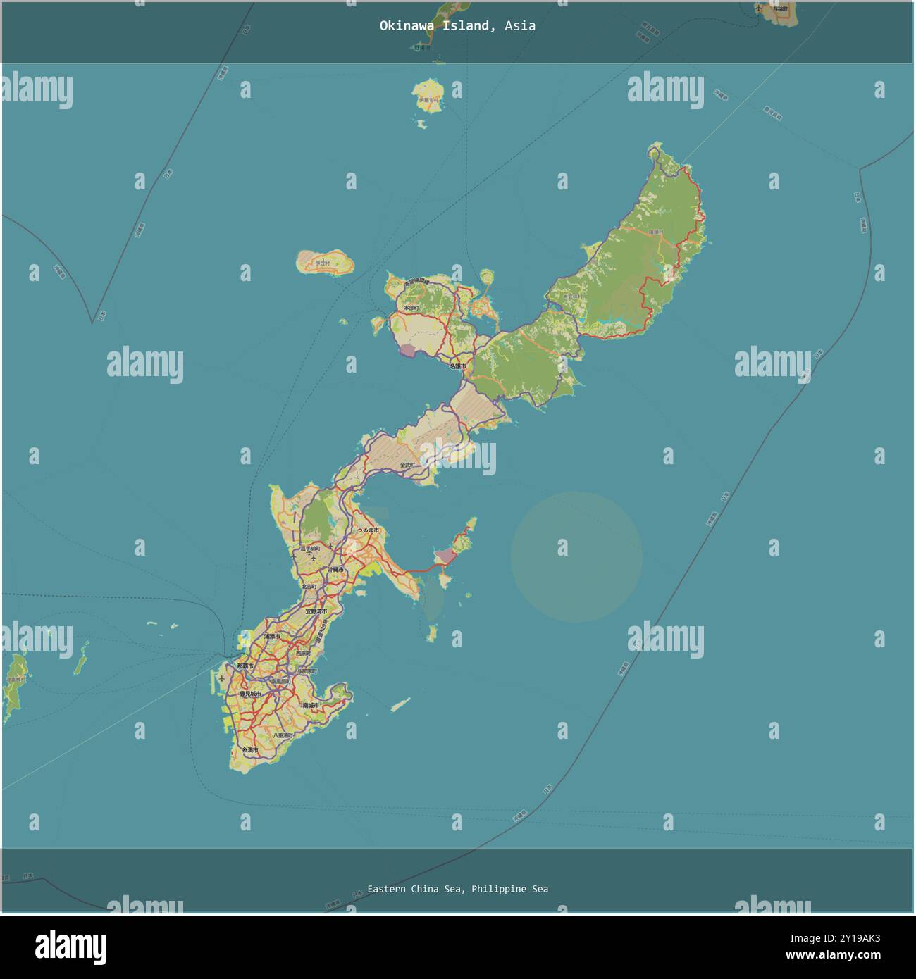 Okinawa Island in the Philippine Sea, belonging to Japan, cropped to ...