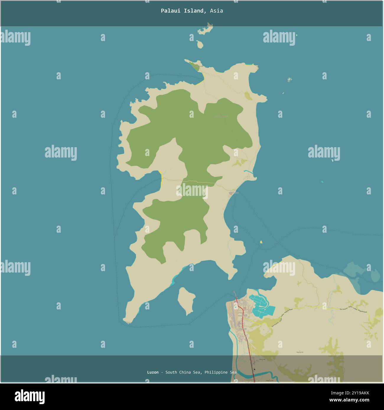 Palaui Island in the Philippine Sea, belonging to Philippines, cropped ...