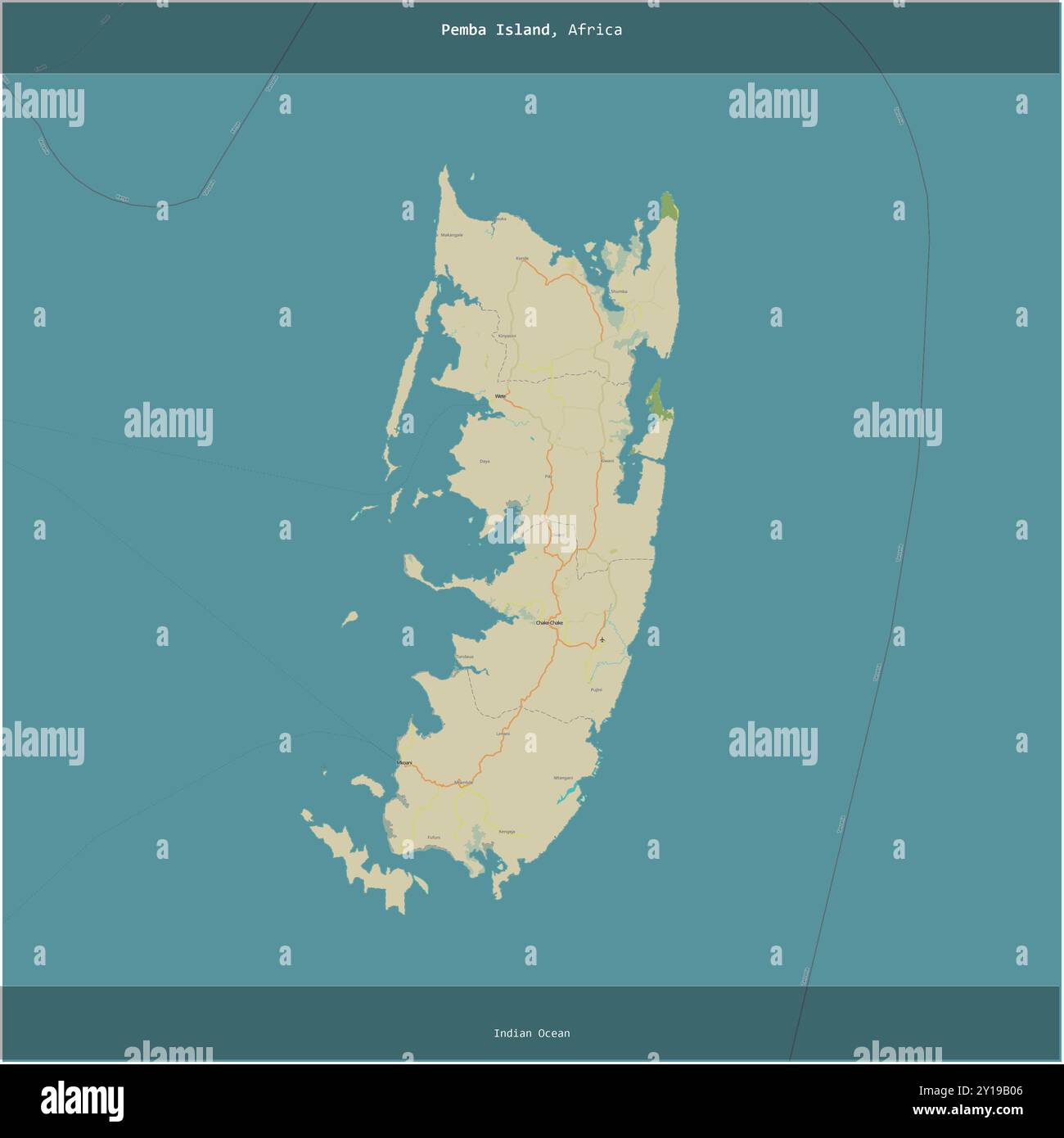Pemba Island in the Indian Ocean, belonging to Tanzania, cropped to ...