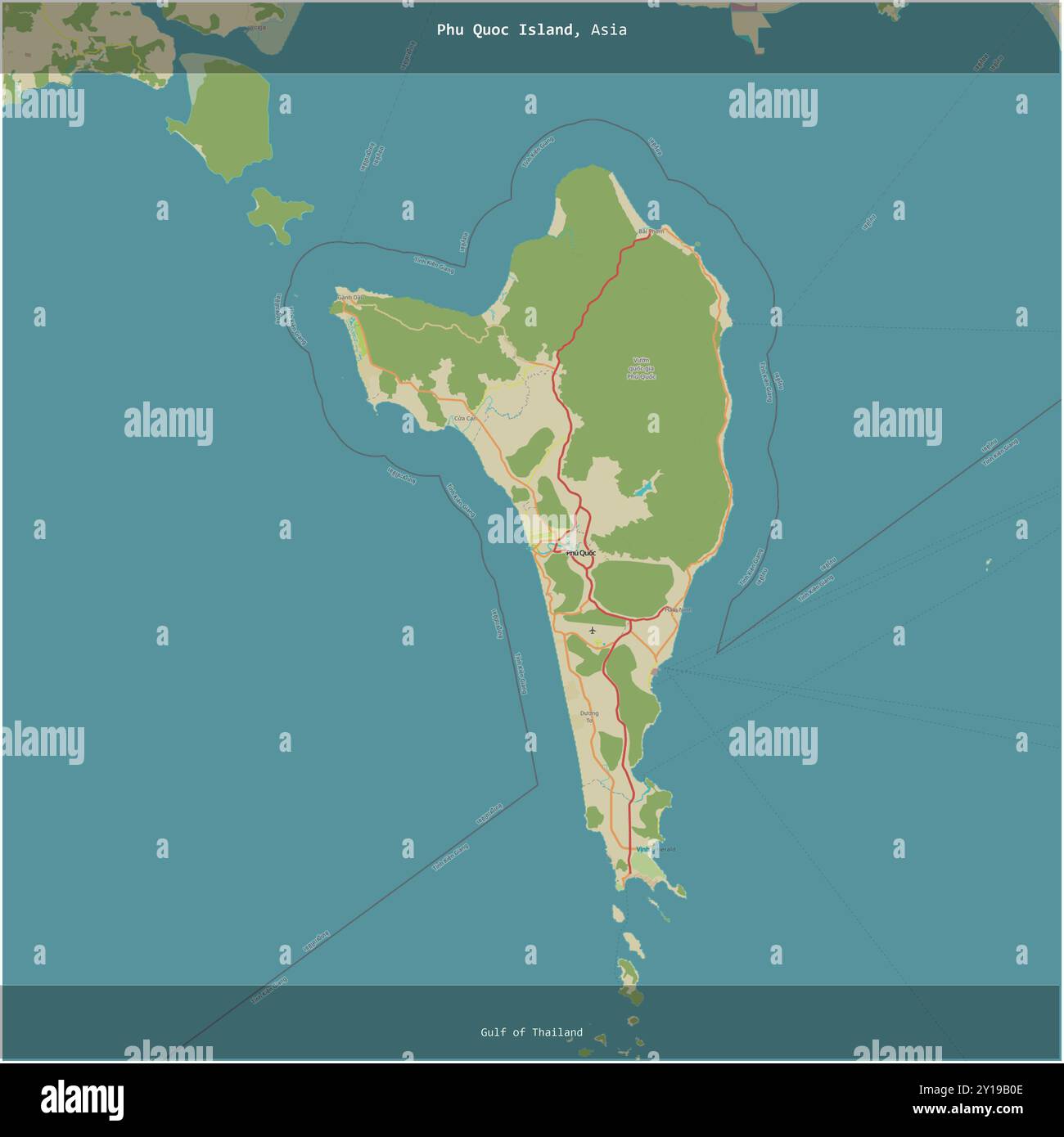 Phu Quoc Island in the Gulf of Thailand, belonging to Vietnam, cropped ...