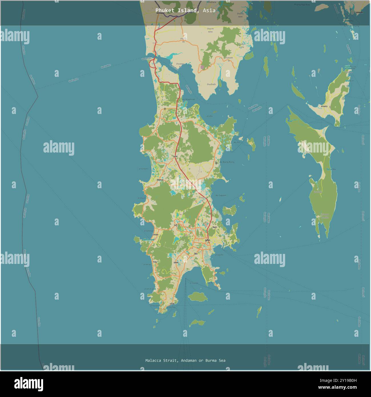 Phuket Island in the Malacca Strait, belonging to Thailand, cropped to ...