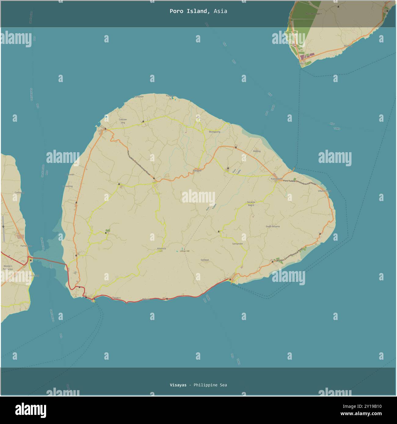 Poro Island in the Philippine Sea, belonging to Philippines, cropped to ...