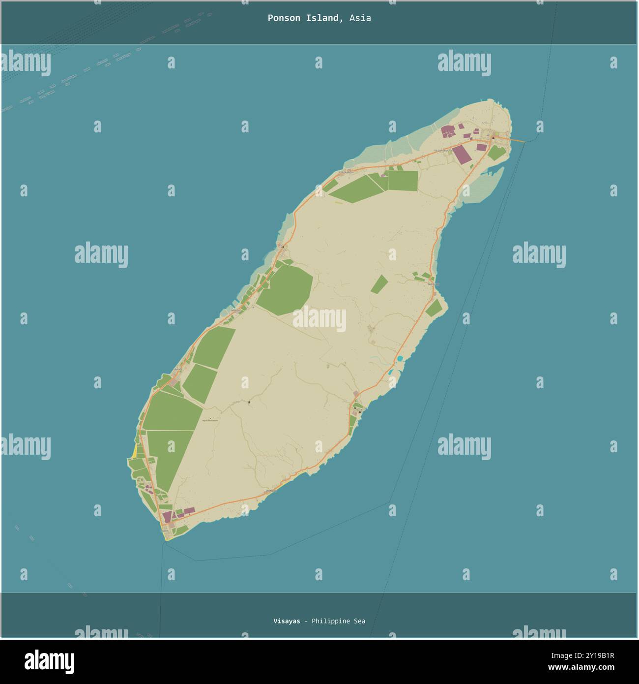 Ponson Island in the Philippine Sea, belonging to Philippines, cropped ...