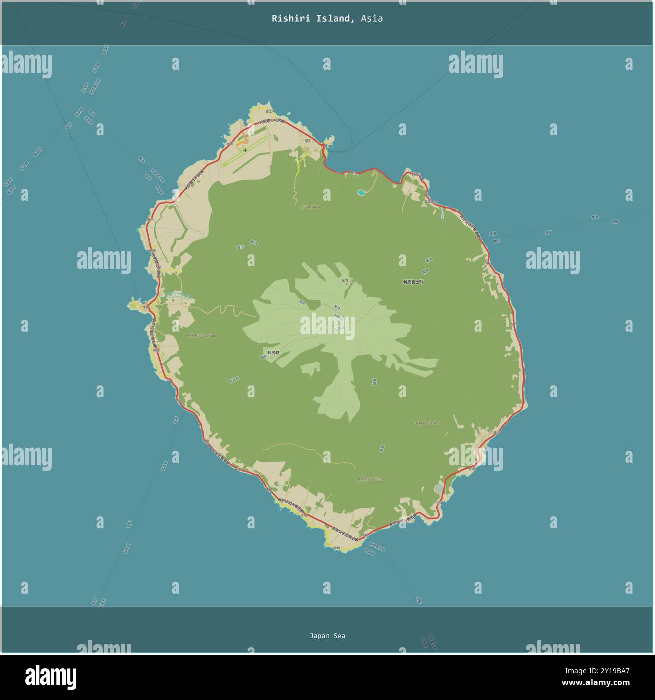 Rishiri Island in the Japan Sea, belonging to Japan, cropped to square ...