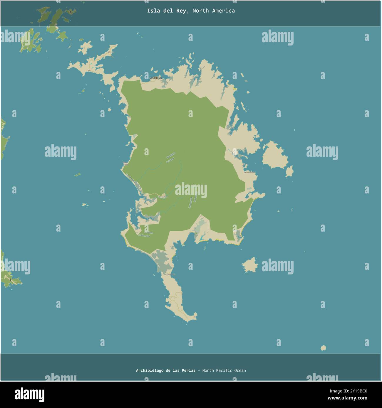 Isla del Rey in the North Pacific Ocean, belonging to Panama, cropped ...