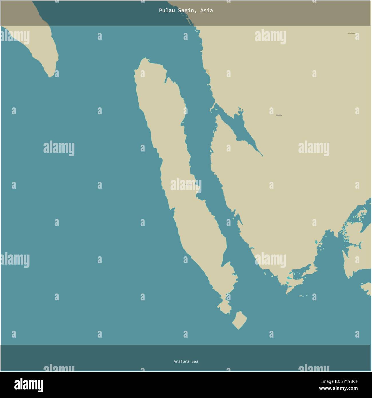 Pulau Sagin in the Arafura Sea, belonging to Indonesia, cropped to ...
