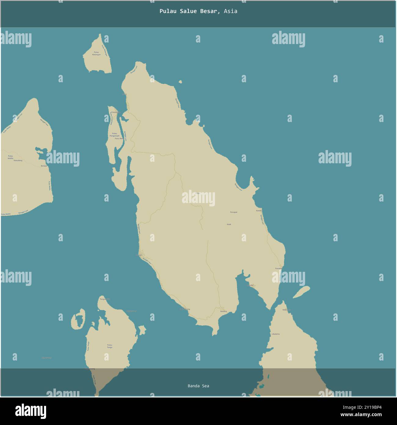 Pulau Salue Besar in the Banda Sea, belonging to Indonesia, cropped to ...