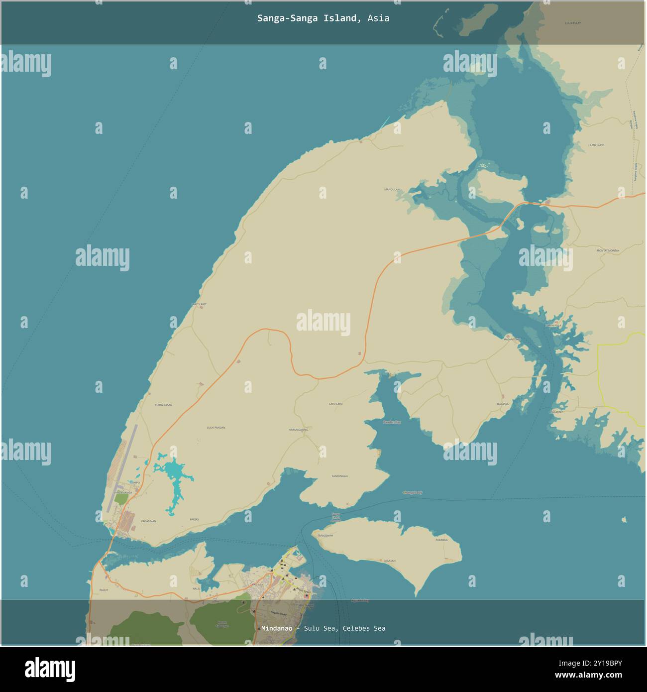 Sanga-Sanga Island in the Sulu Sea, belonging to Philippines, cropped ...