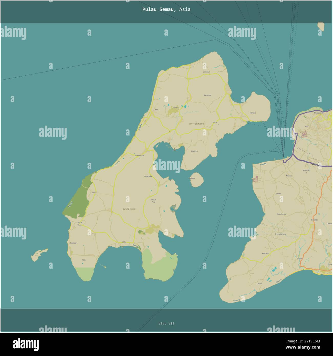 Pulau Semau in the Savu Sea, belonging to Indonesia, cropped to square ...