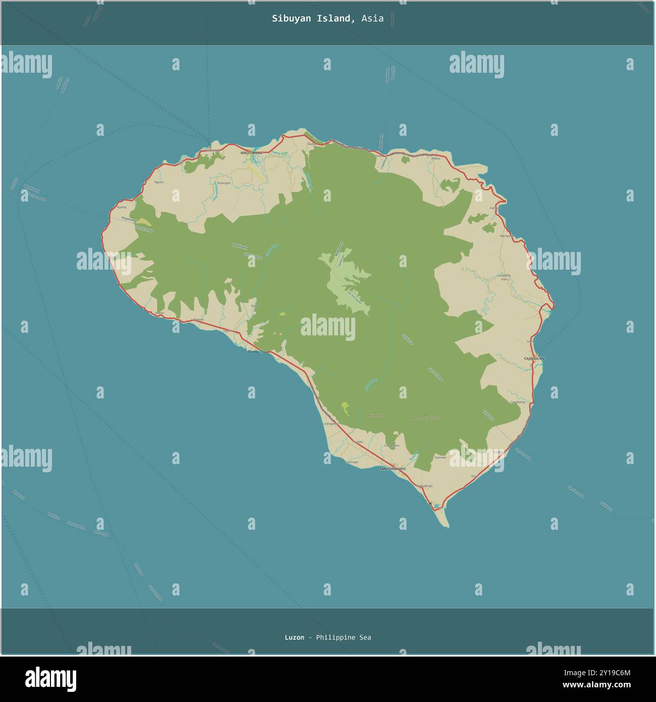 Sibuyan Island in the Philippine Sea, belonging to Philippines, cropped ...