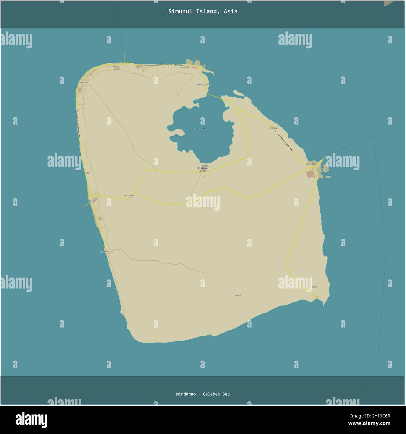 Simunul Island in the Celebes Sea, belonging to Philippines, cropped to ...