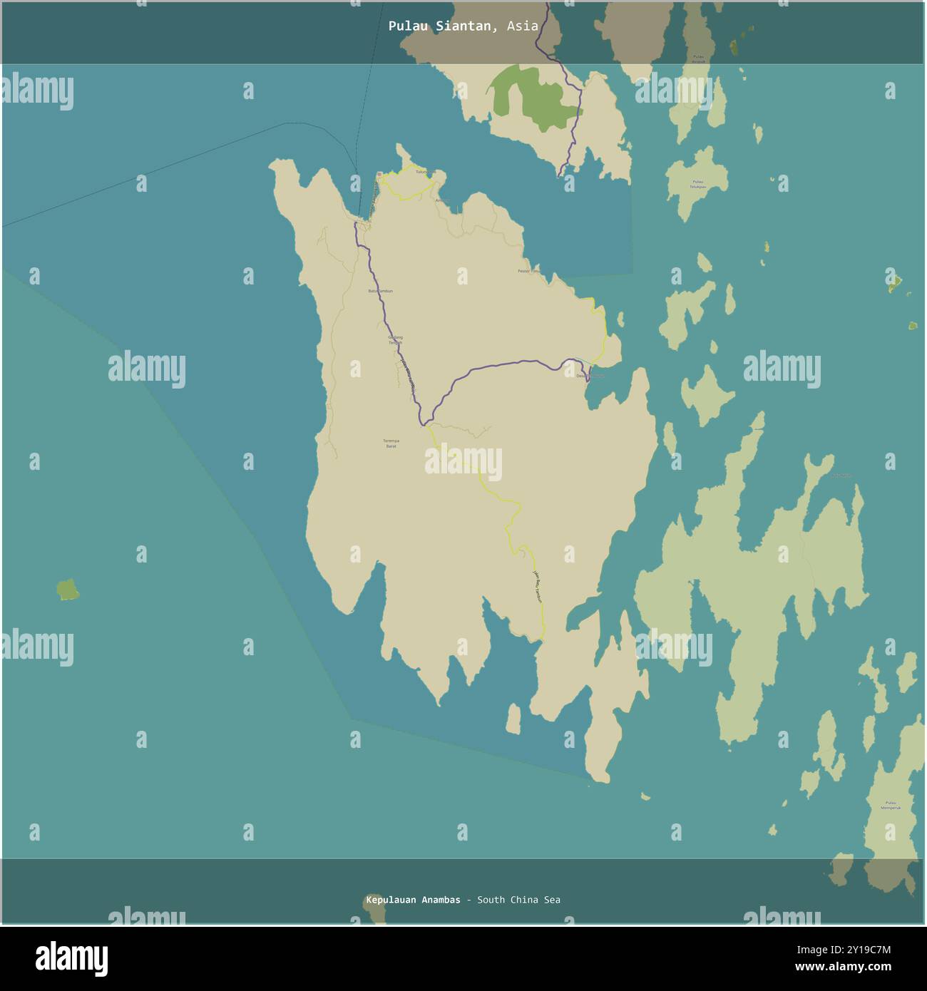 Pulau Siantan in the South China Sea, belonging to Indonesia, cropped ...