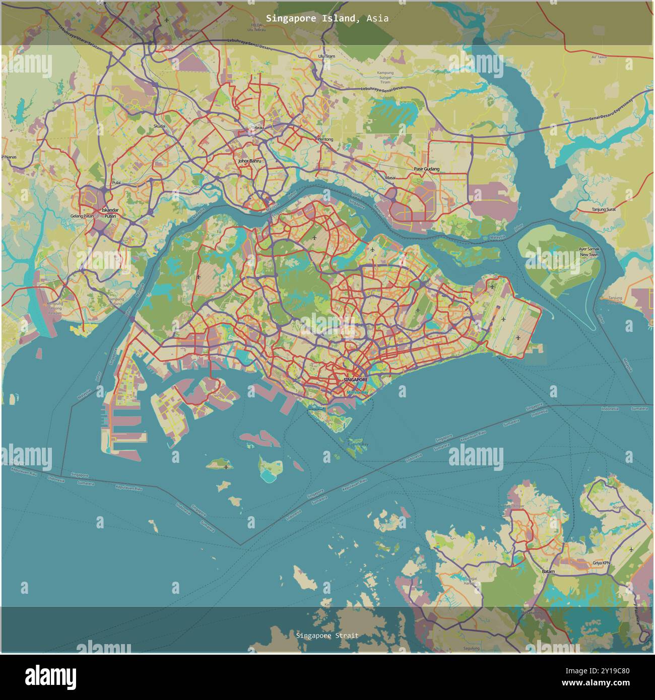 Singapore strait map hi-res stock photography and images - Alamy