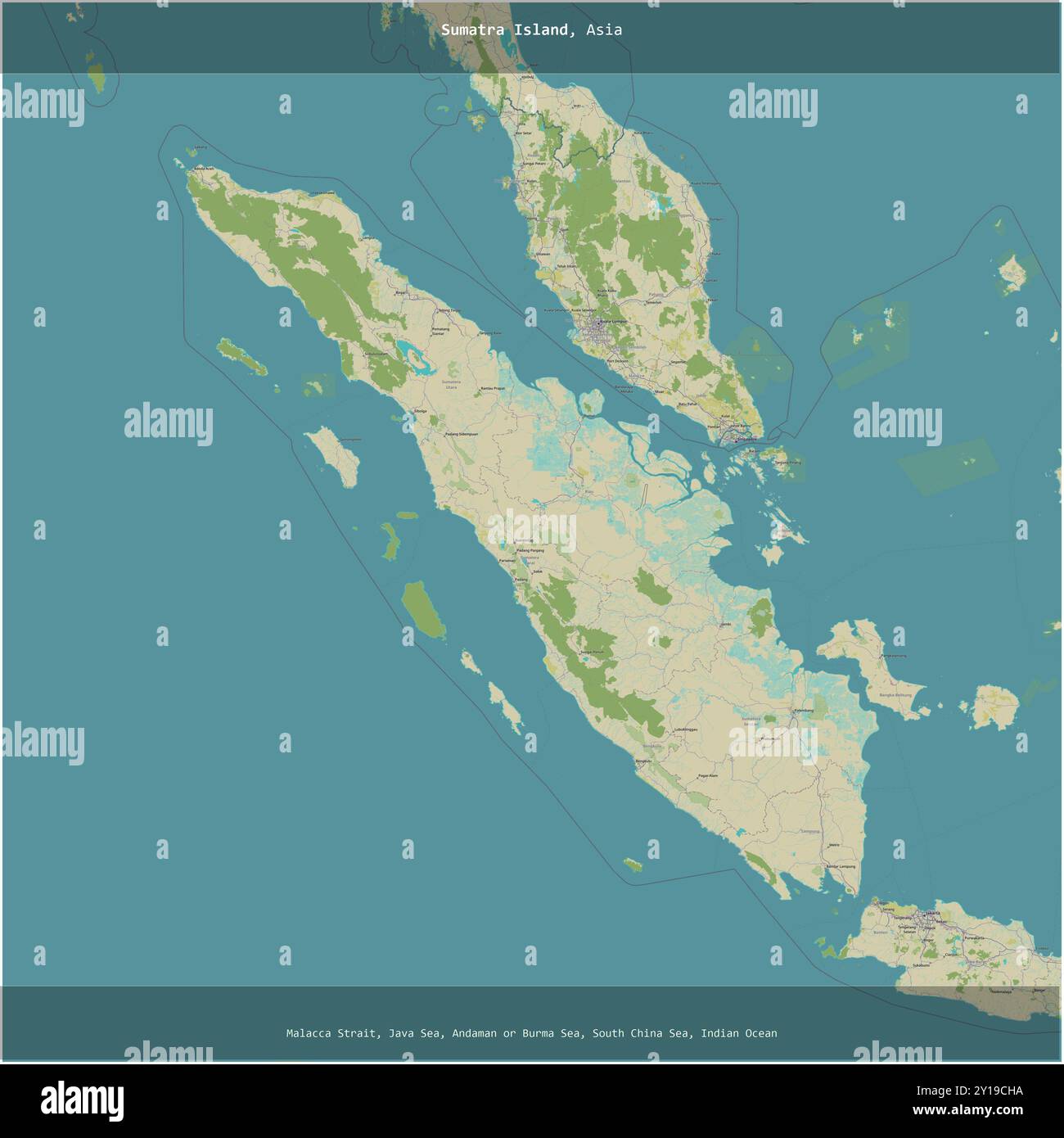 Sumatra Island in the Java Sea, belonging to Indonesia, cropped to ...