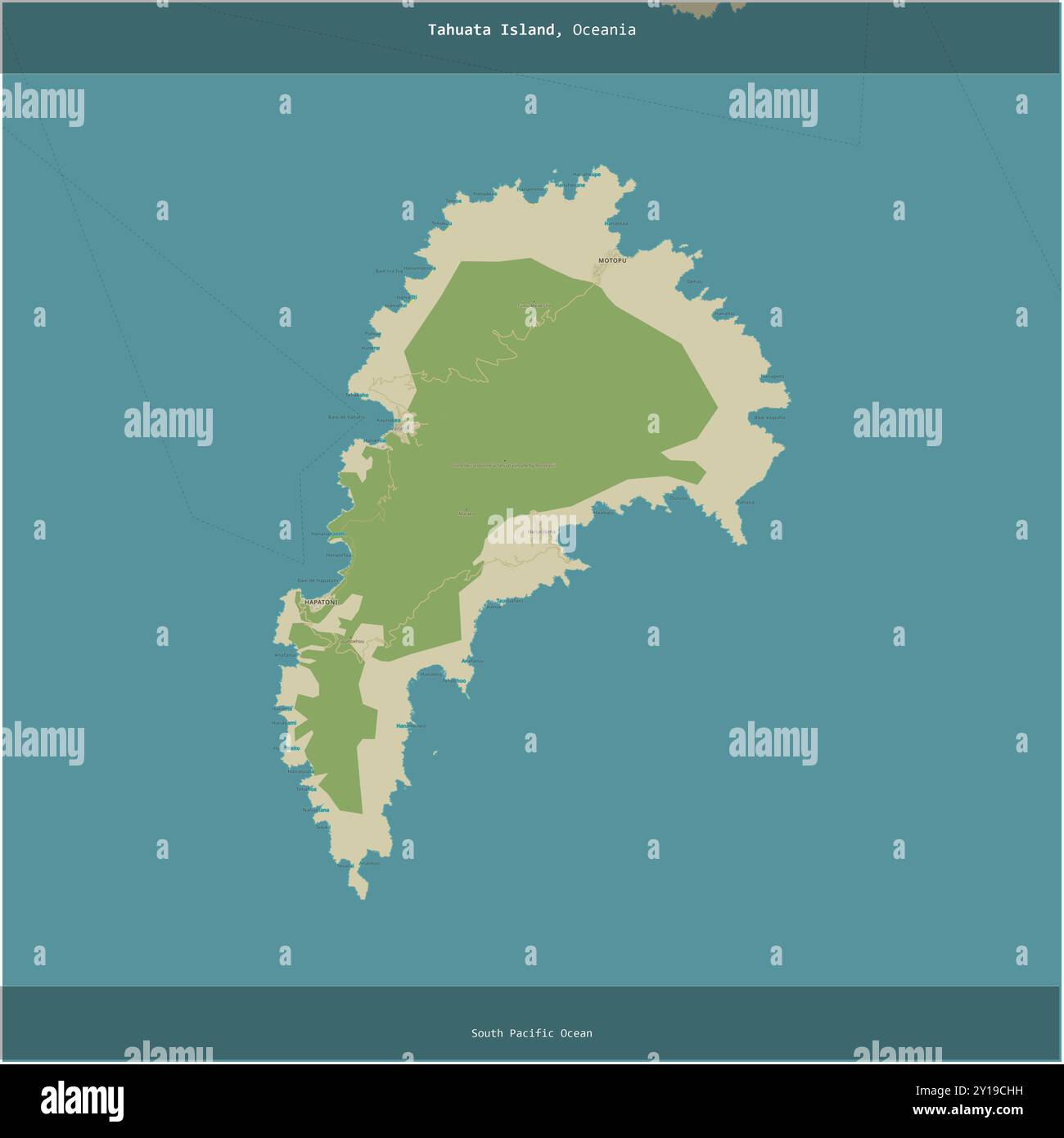 Tahuata Island in the South Pacific Ocean, belonging to France, cropped ...