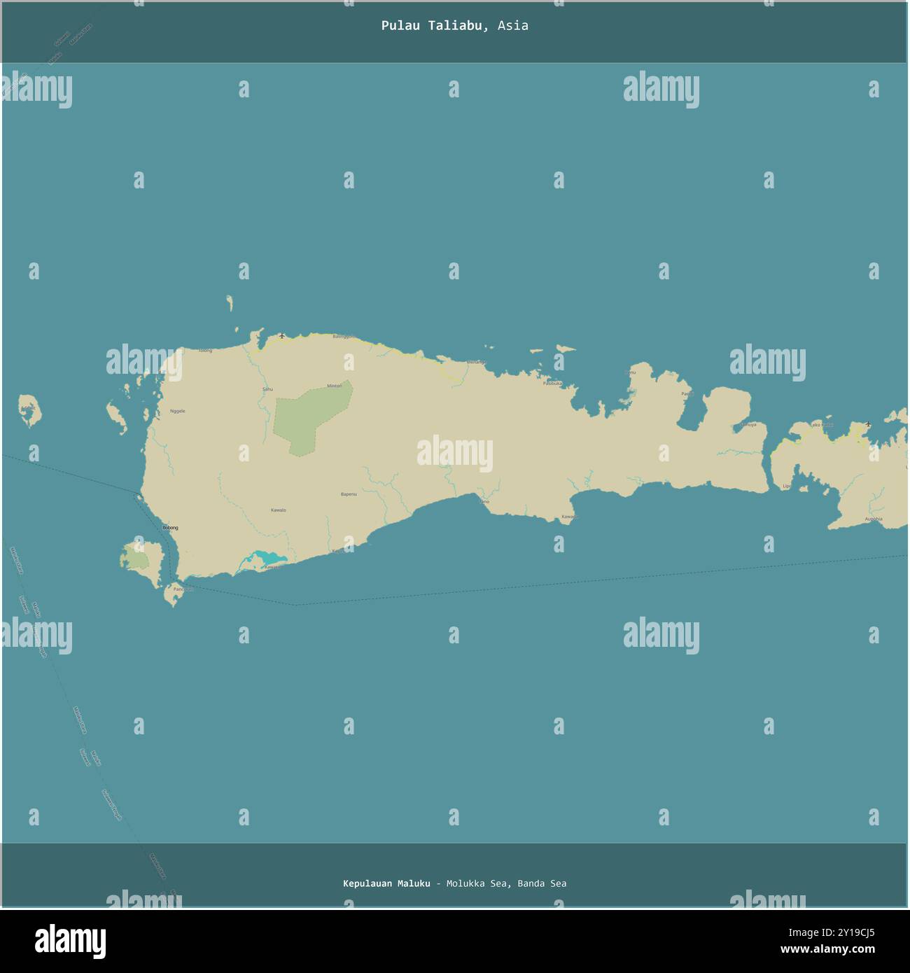 Pulau Taliabu in the Banda Sea, belonging to Indonesia, cropped to ...