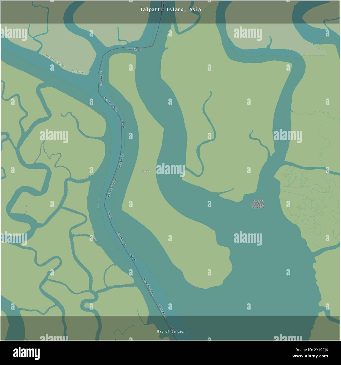 Talpatti Island in the Bay of Bengal, belonging to Bangladesh, cropped ...