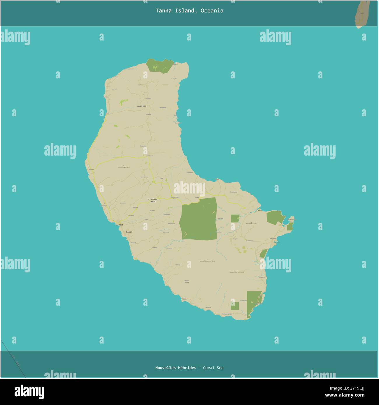 Tanna Island in the Coral Sea, belonging to Vanuatu, cropped to square ...