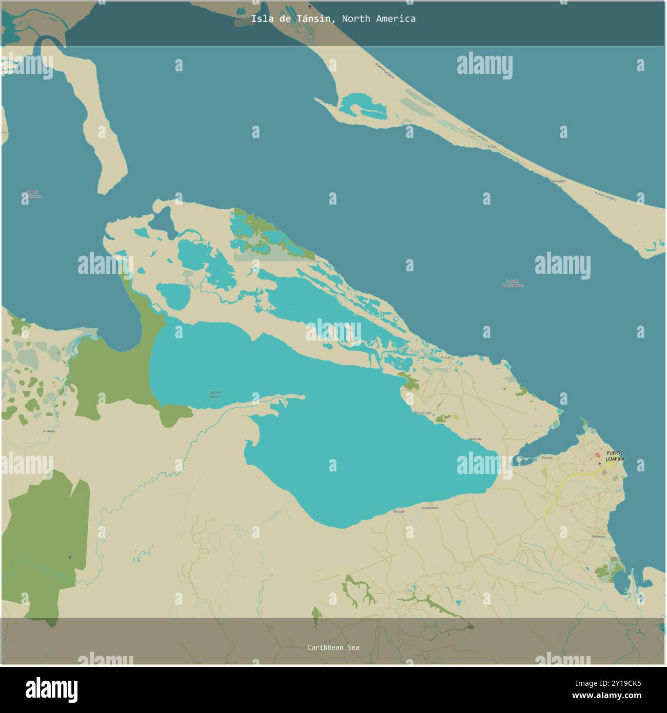 Isla de Tansin in the Caribbean Sea, belonging to Honduras, cropped to ...