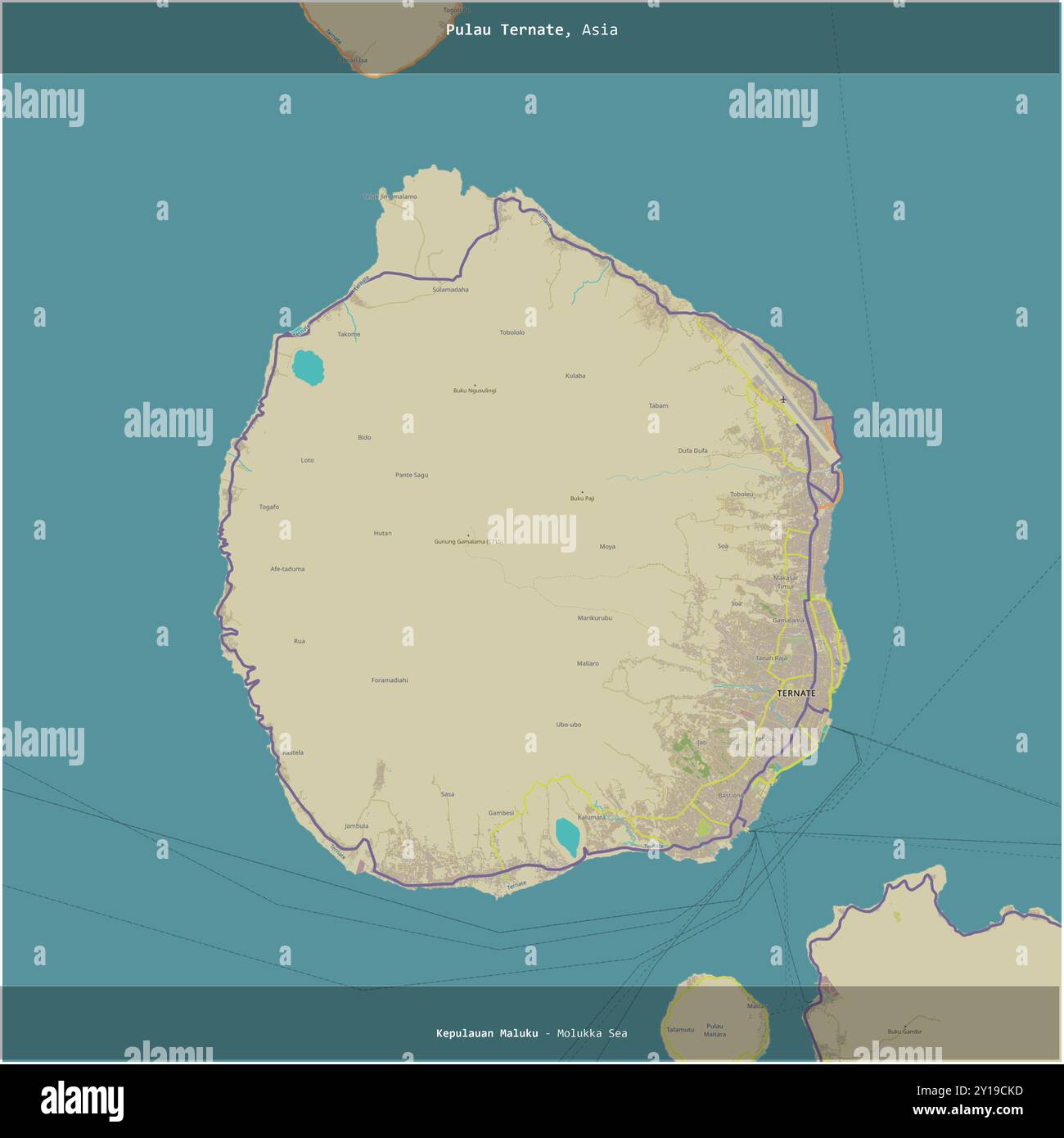 Pulau Ternate in the Molukka Sea, belonging to Indonesia, cropped to ...