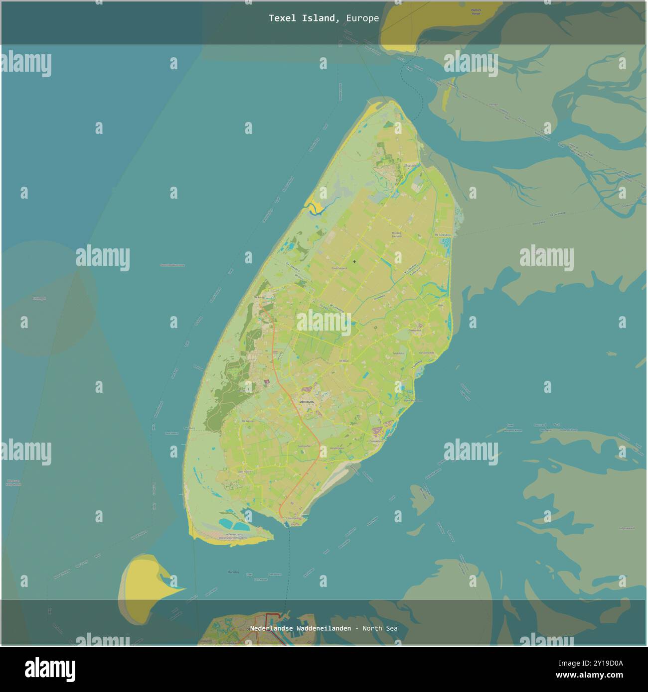 Texel Island in the North Sea, belonging to Netherlands, cropped to ...
