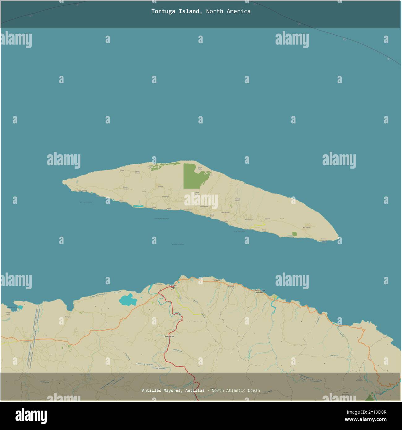 Tortuga Island in the North Atlantic Ocean, belonging to Haiti, cropped ...