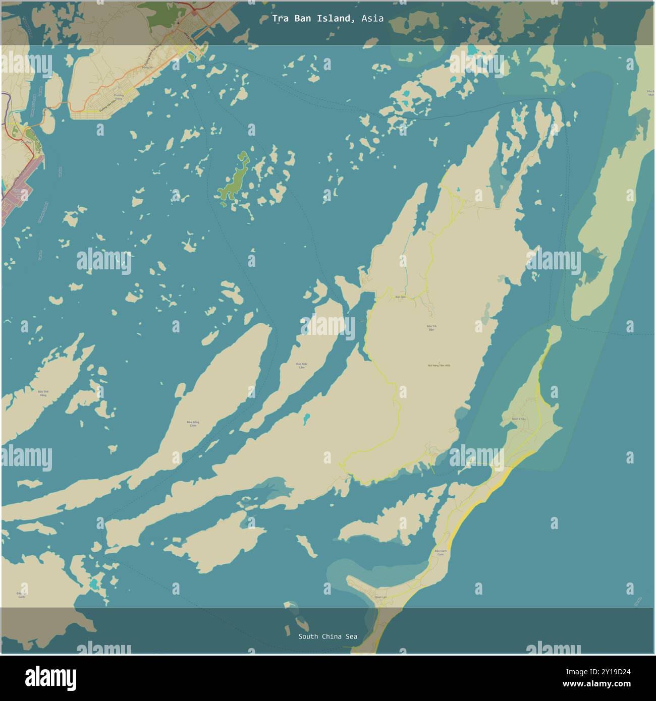 Tra Ban Island in the South China Sea, belonging to Vietnam, cropped to ...