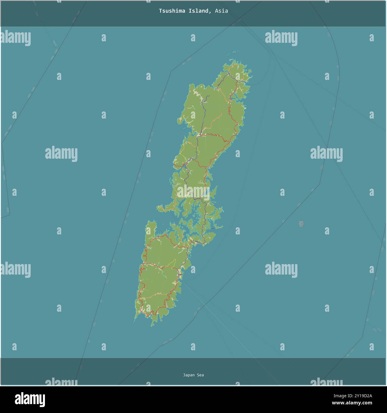 Tsushima Island in the Japan Sea, belonging to Japan, cropped to square ...