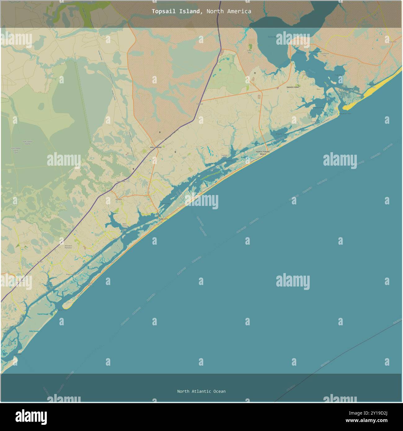 Topsail Island in the North Atlantic Ocean, belonging to United States ...