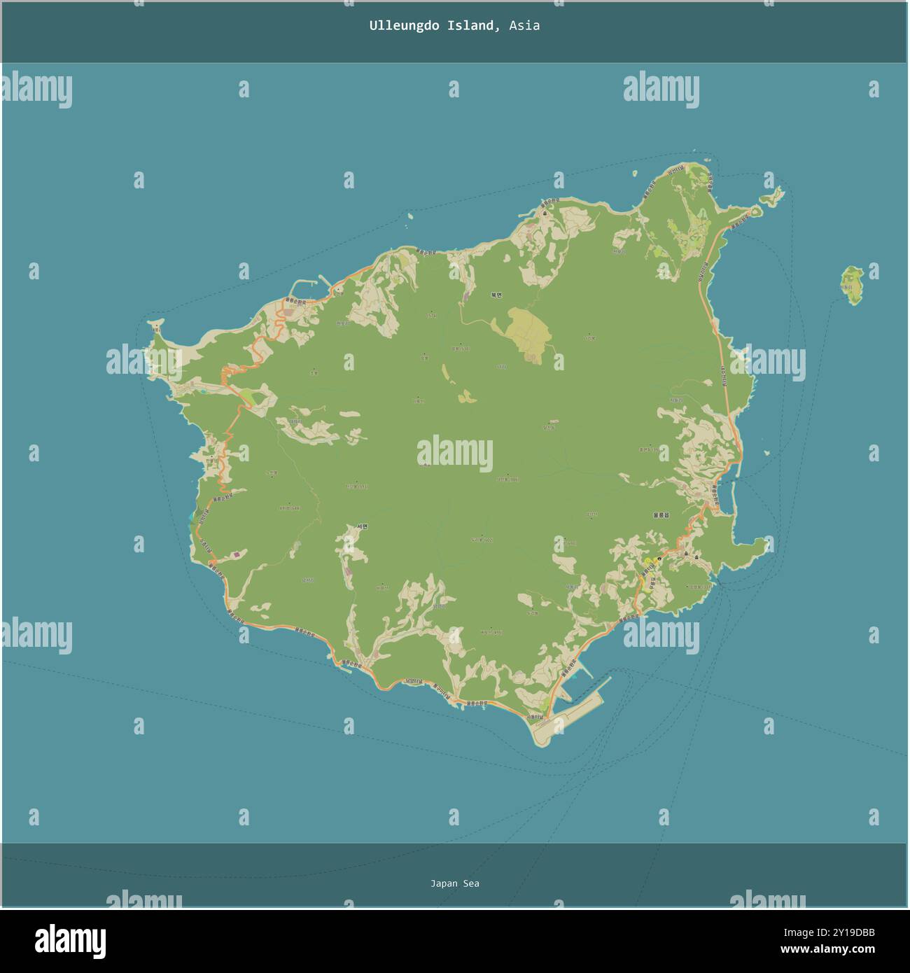 Ulleungdo Island in the Japan Sea, belonging to South Korea, cropped to ...