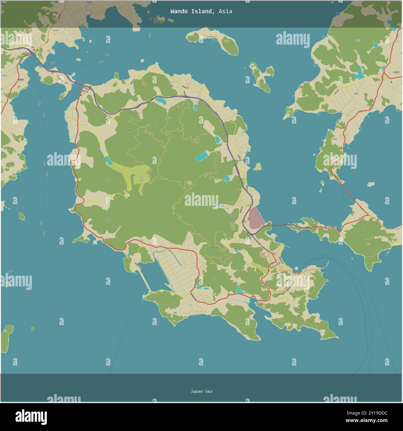 Wando Island in the Japan Sea, belonging to South Korea, cropped to ...