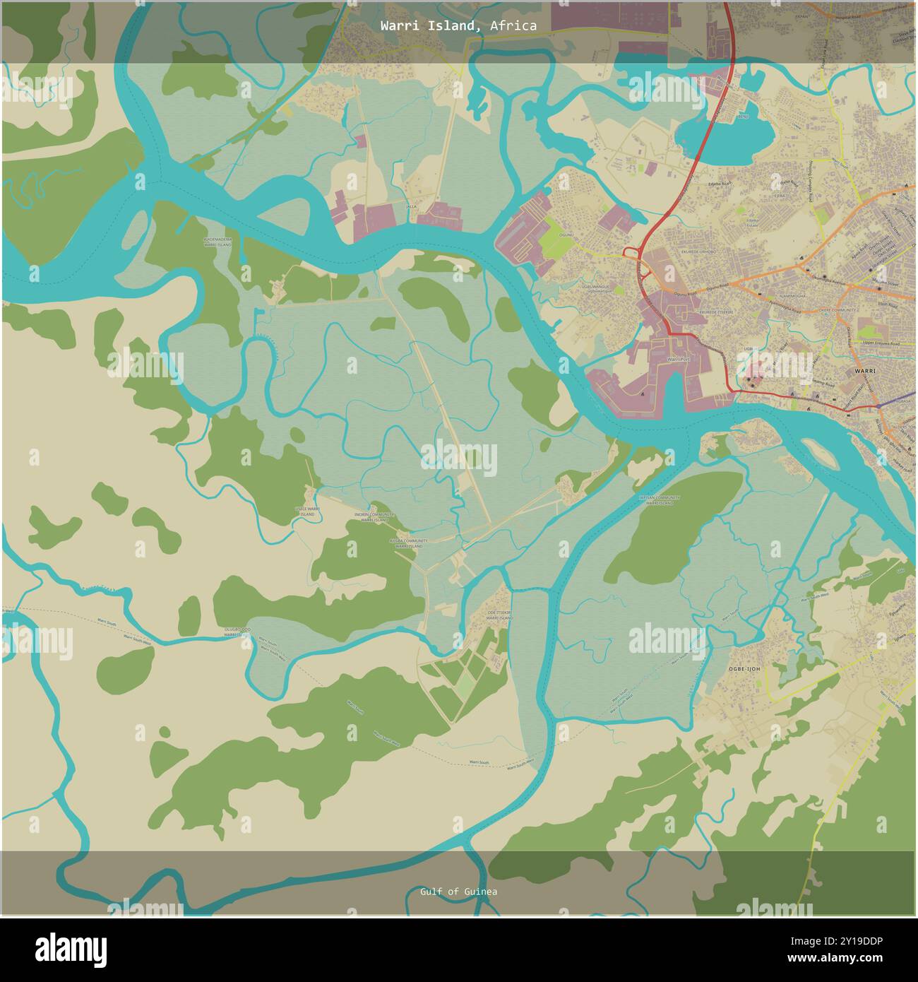 Warri Island in the Gulf of Guinea, belonging to Nigeria, cropped to ...