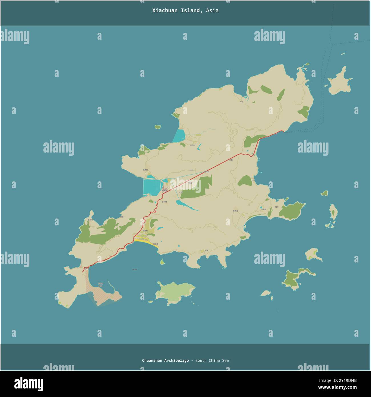 Xiachuan Island in the South China Sea, belonging to China, cropped to ...