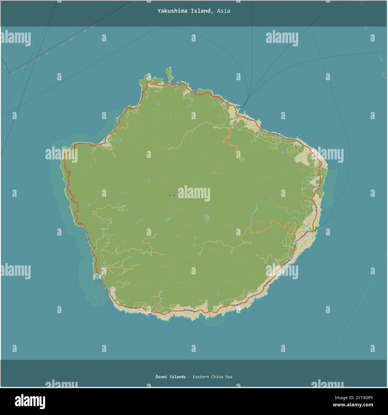 Yakushima Island in the Eastern China Sea, belonging to Japan, cropped ...