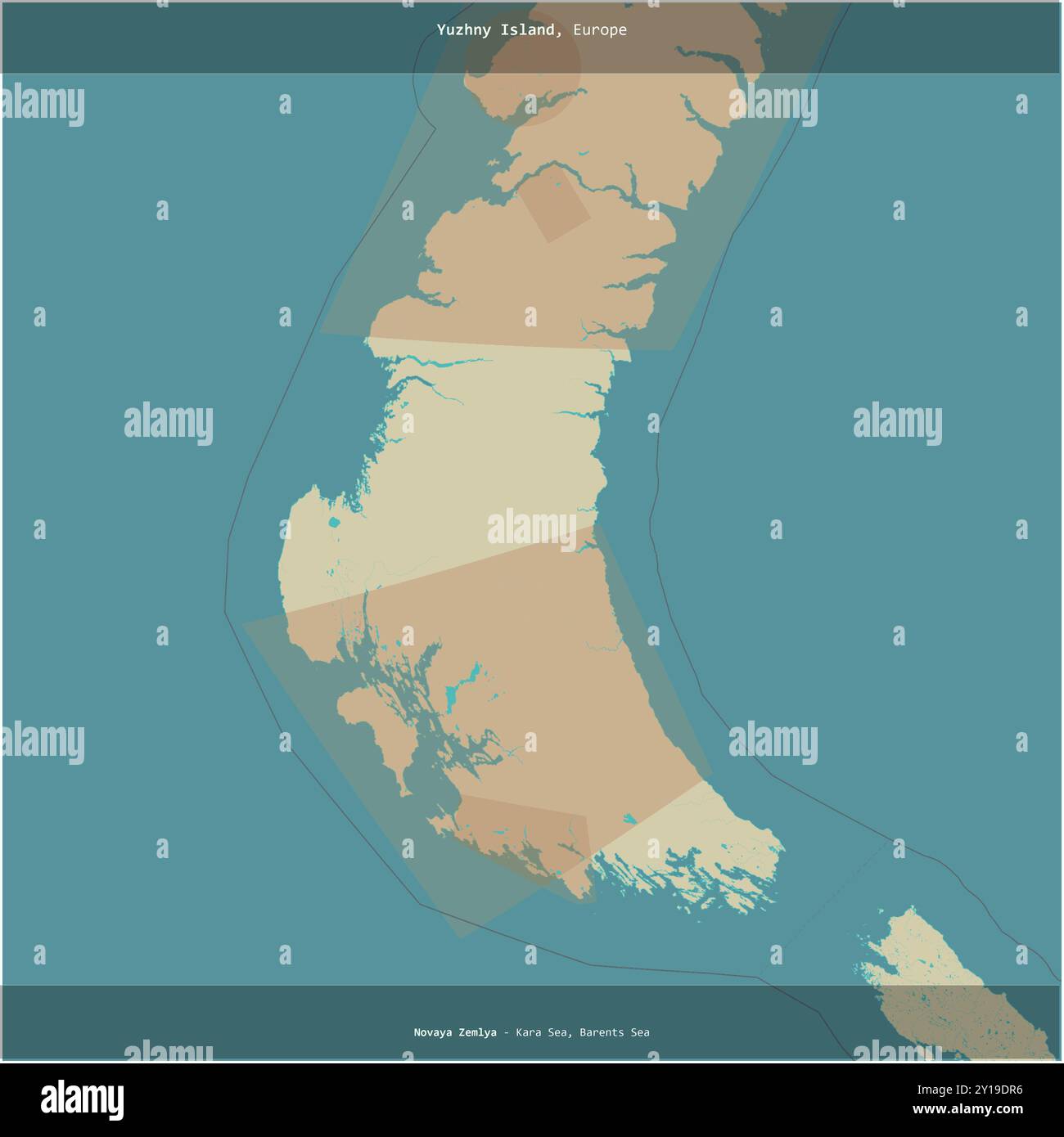 Yuzhny Island in the Kara Sea, belonging to Russia, cropped to square ...