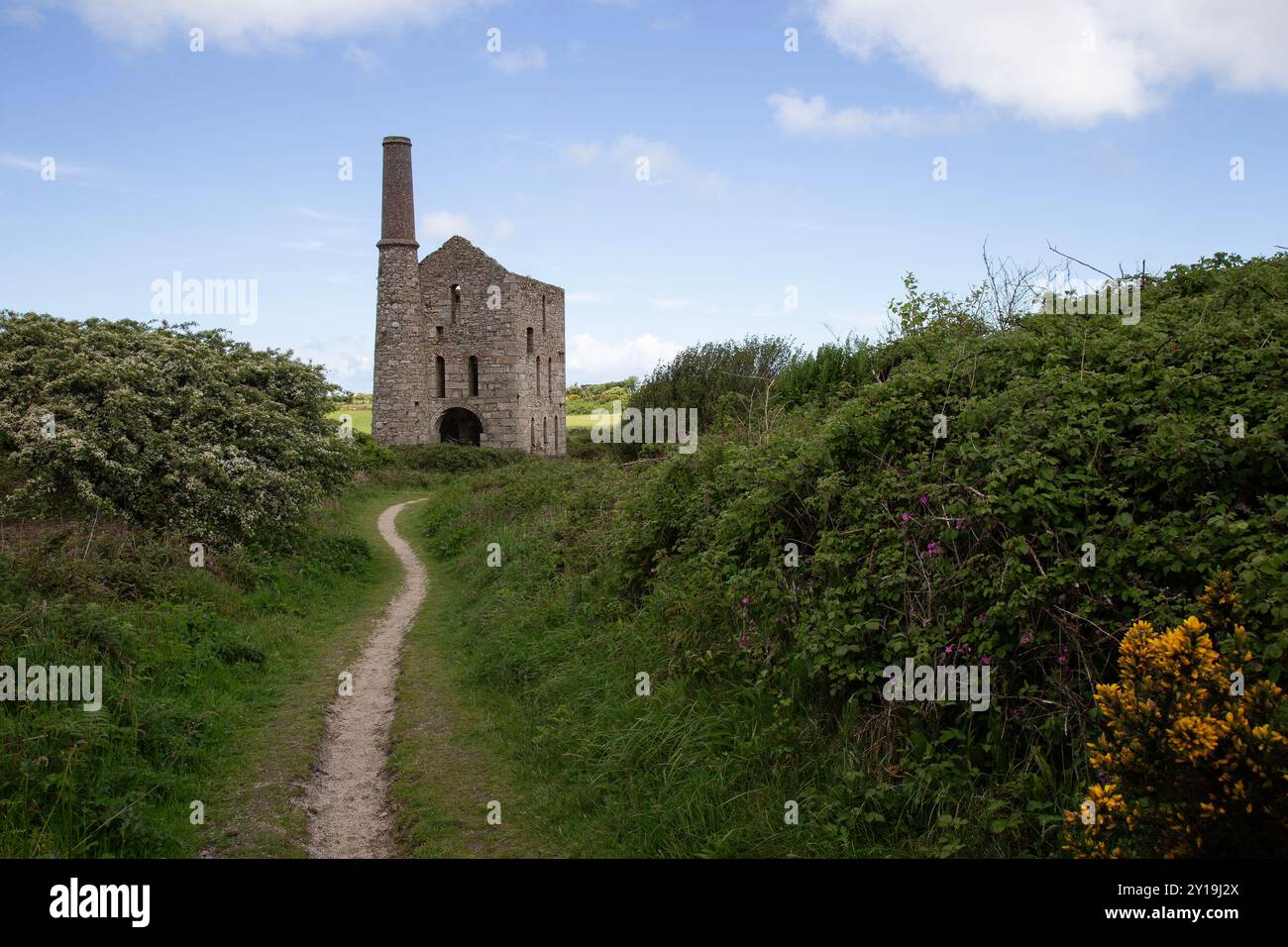 Derelict Cornish engine house from the former prosperous tin mines at ...